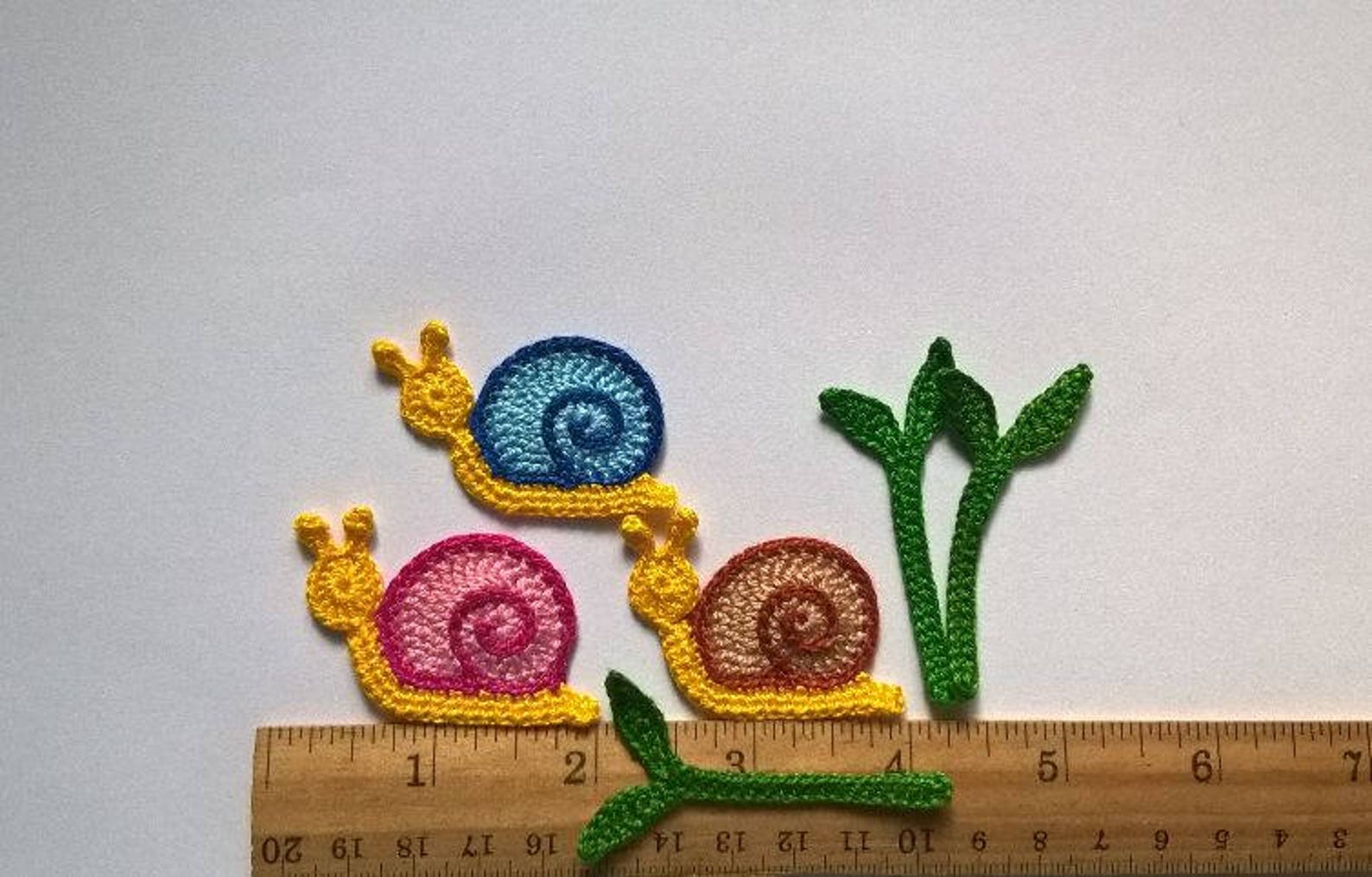 Crochet Snail With Leaves 1 Pcs Summer Snail Applique Garden Woodland ...