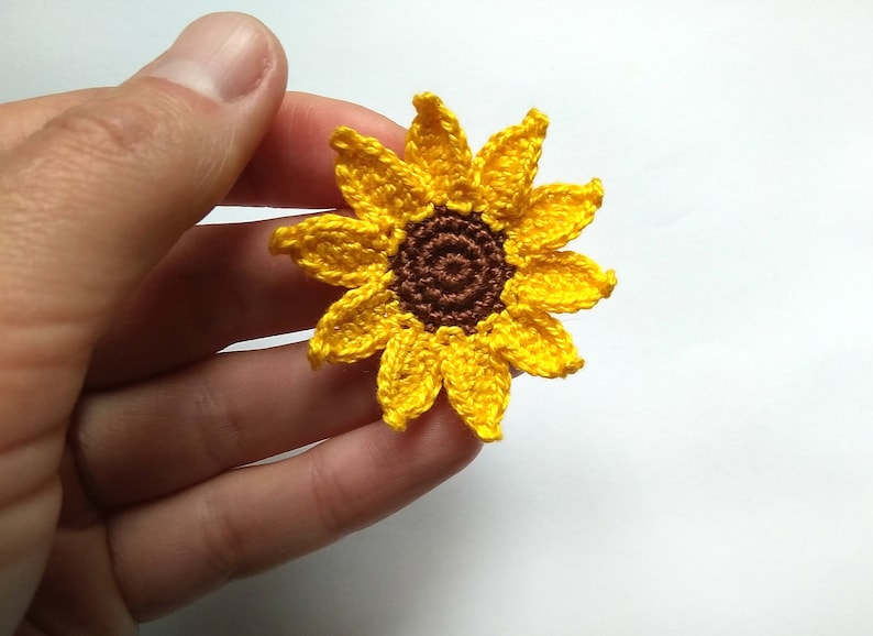 Crochet Sunflower Applique 3pcs Yellow Embellishment Flowers | Etsy