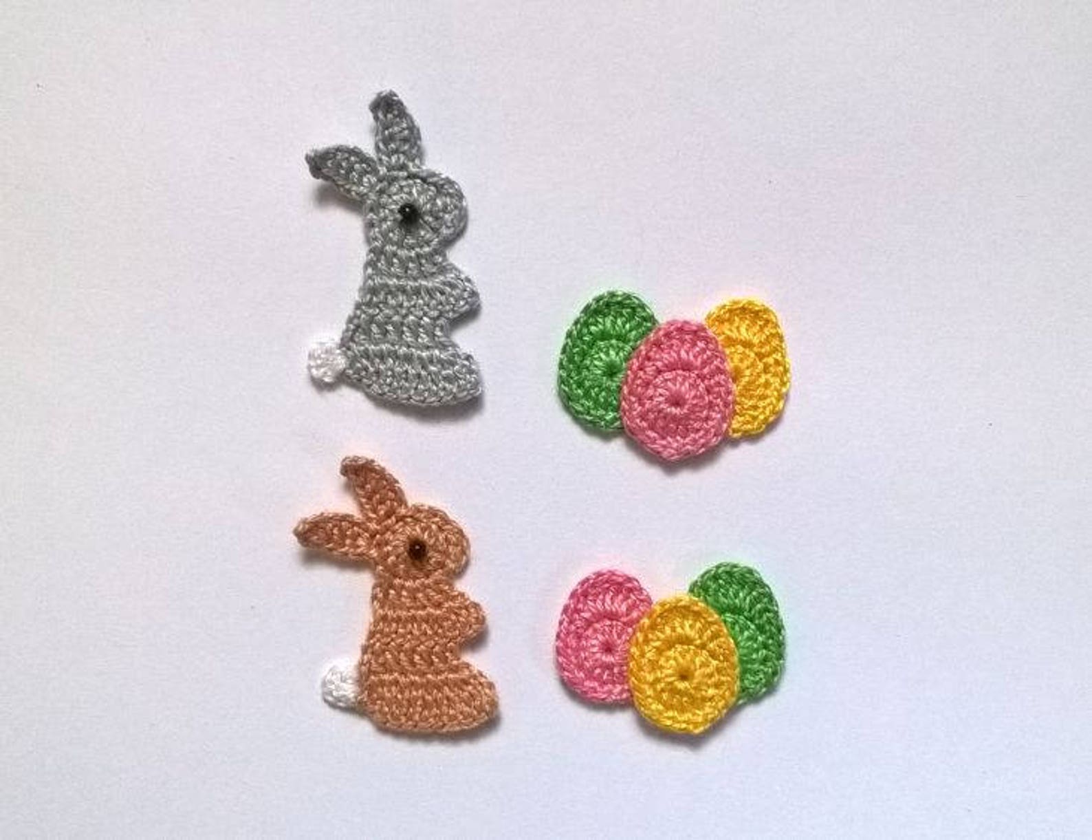 Crochet Bunny Applique 1 Pcs and 3 Crochet Eggs | Etsy