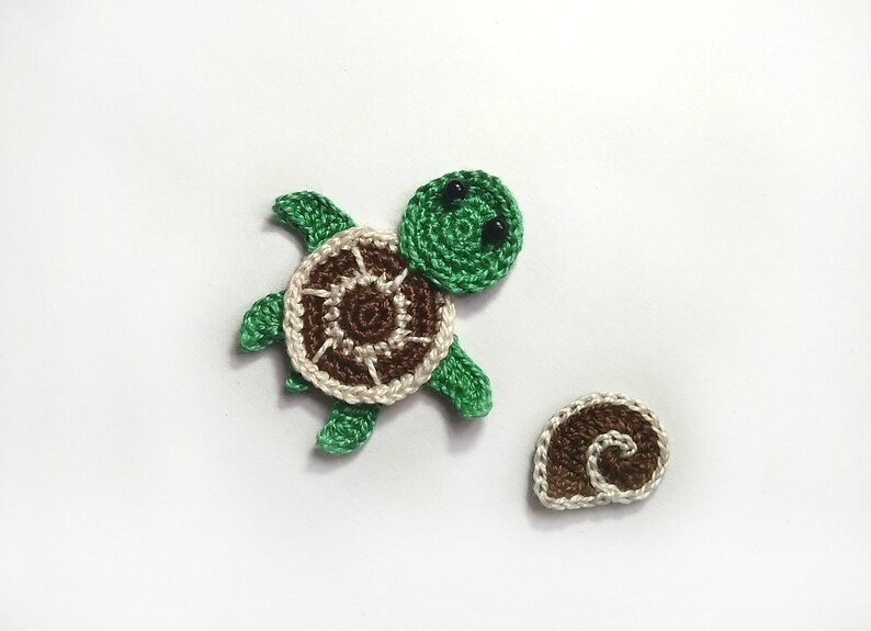 Crochet Sea Turtle Applique Sea Shell Crochet Ocean Motif - Etsy