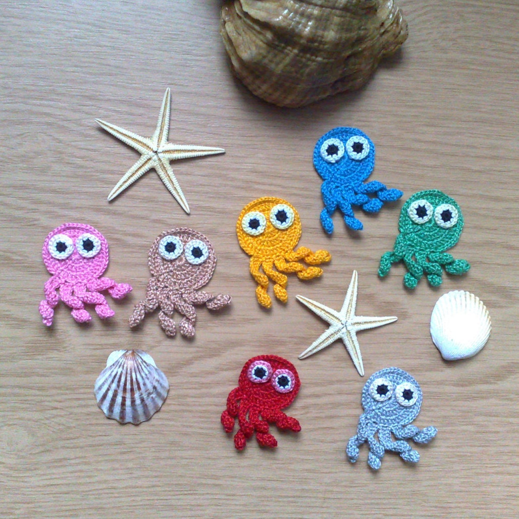 Crochet octopus Crochet applique Sea inhabitants mini Baby | Etsy