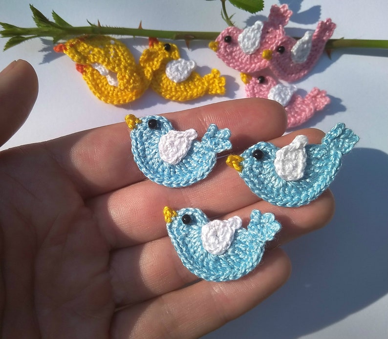 Crochet Bird Applique 3 Pcs - Etsy