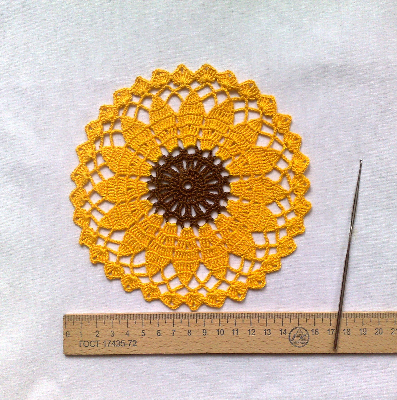 Crochet Sunflower Doily 6.2" Yellow Doilies Small Round Doily Sunflower ...
