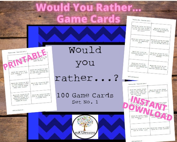 Would You Rather... Printable Game Cards Set of 100 - Etsy