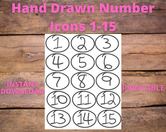 Hand-drawn Number Icons numbers 1-15 - Etsy