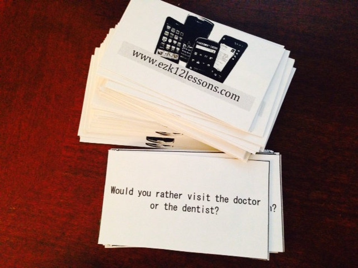 Would You Rather...? Printable Game Cards, Set of 100 - Etsy
