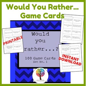 Would You Rather...? Printable Game Cards, Set of 100 - Etsy