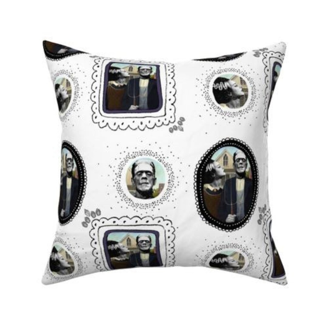 Frankenstein and Bride of Frankenstein Decorative Pillow Cover - Etsy