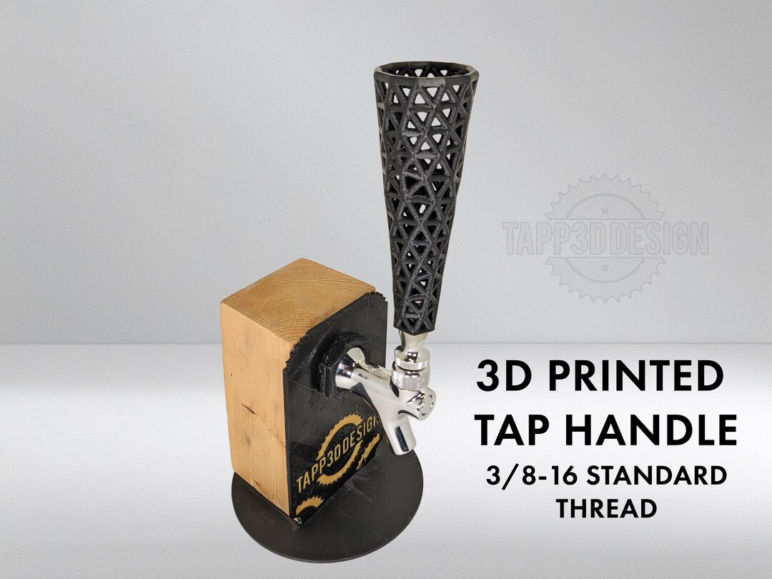 3D Printed Tap Handle - Twisting Tris - Metal Thread - Black PETG - Etsy
