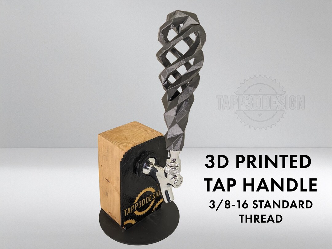3D Printed Tap Handle - Tall Twist - Graphite Gray - Etsy