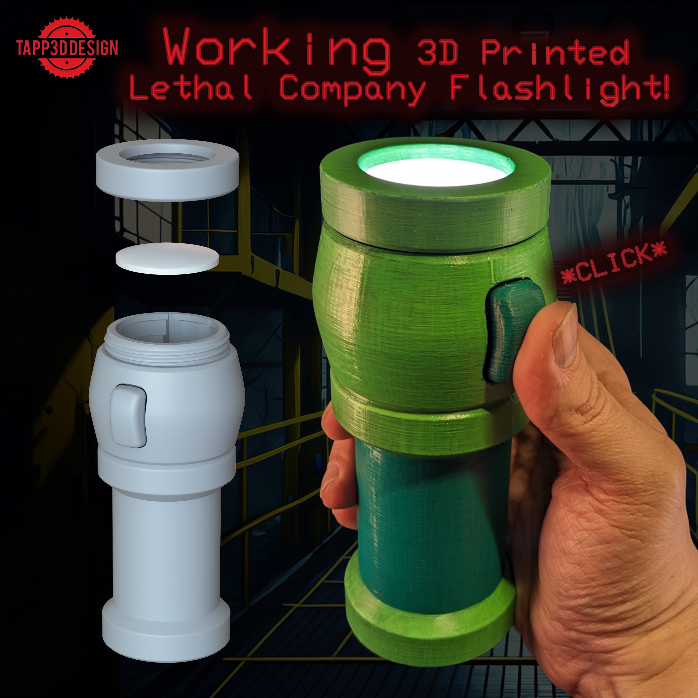 Lethal Company Style WORKING Flashlight Prop - STL 3D Print Files - Etsy