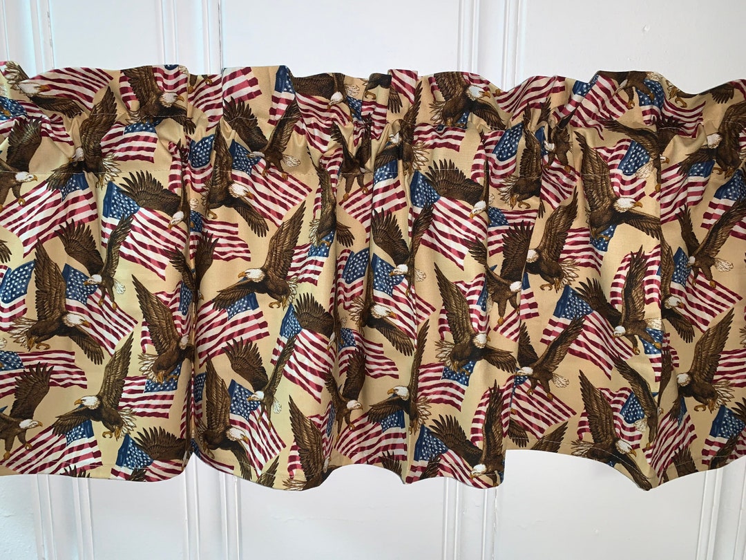 USA American Flag & Flying Eagle Valance Curtain Made in the USA 42W X ...