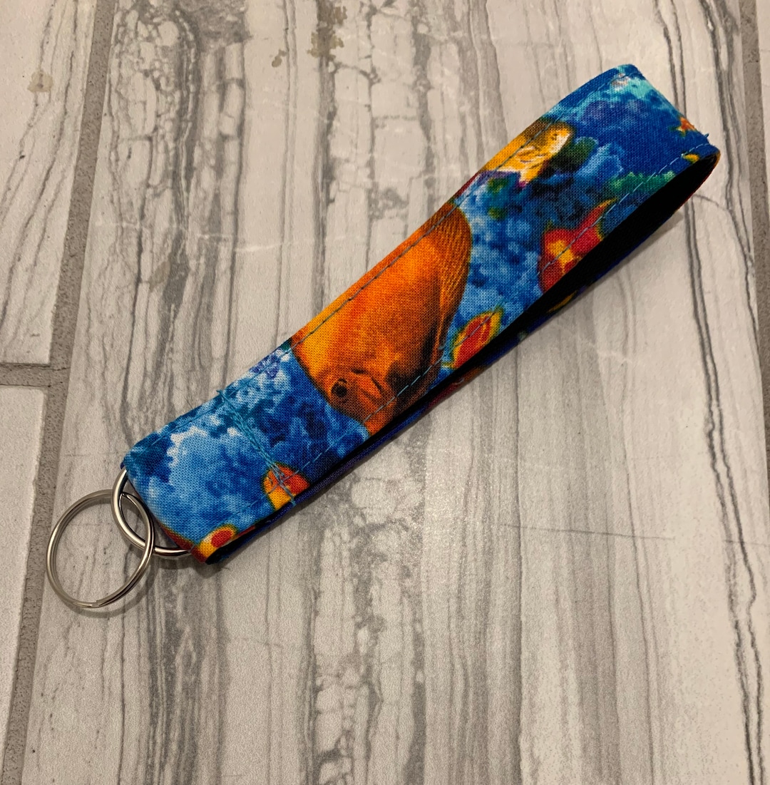 Key Fob Key Chain Tropical Fish Fabric Wristlet Wrist - Etsy