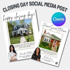Closing Day Templates - Social Media Post for Realtors - Editable in ...