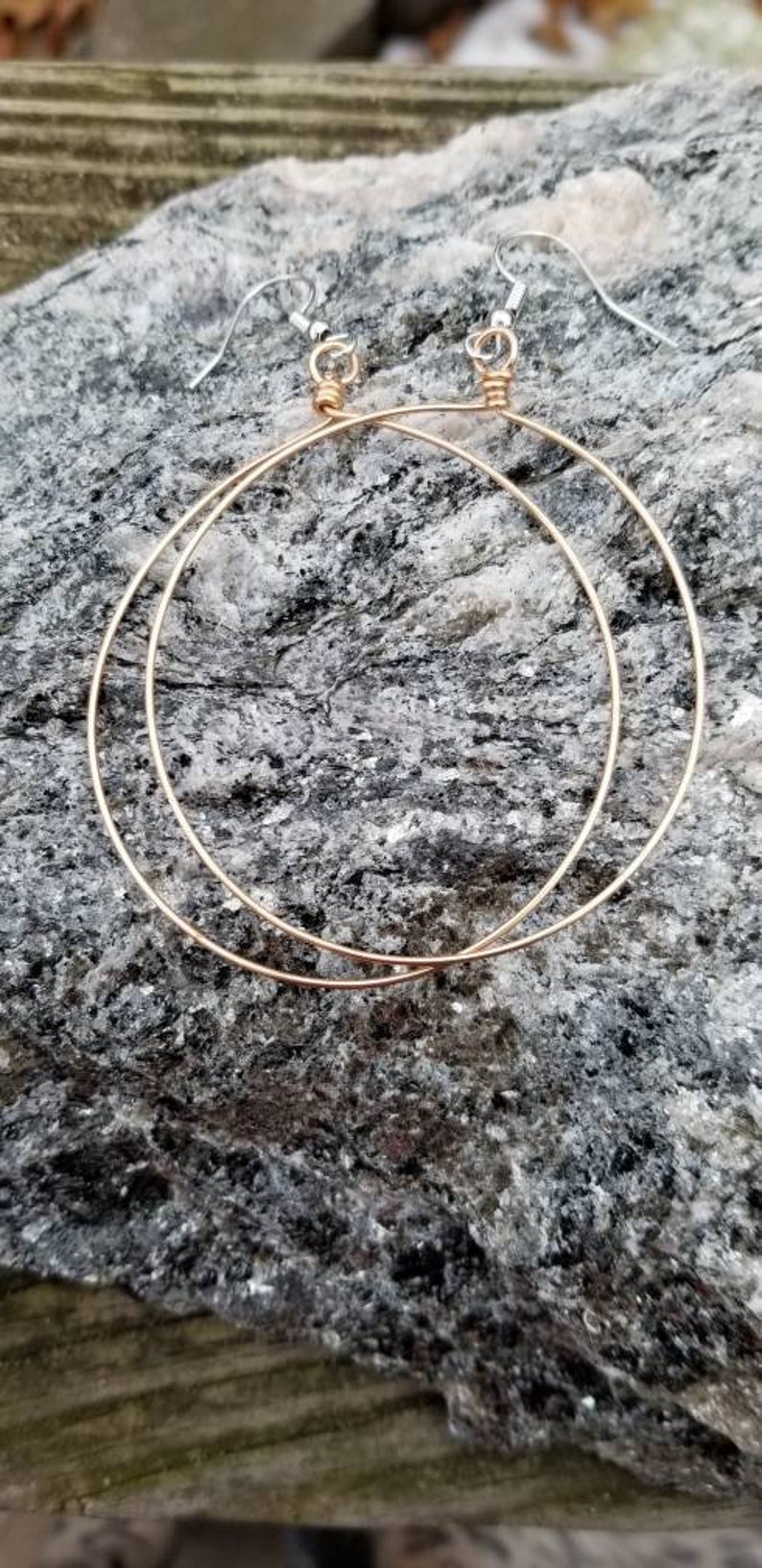 Bronze wire hoops coppery gold color hoops large bronze wire | Etsy