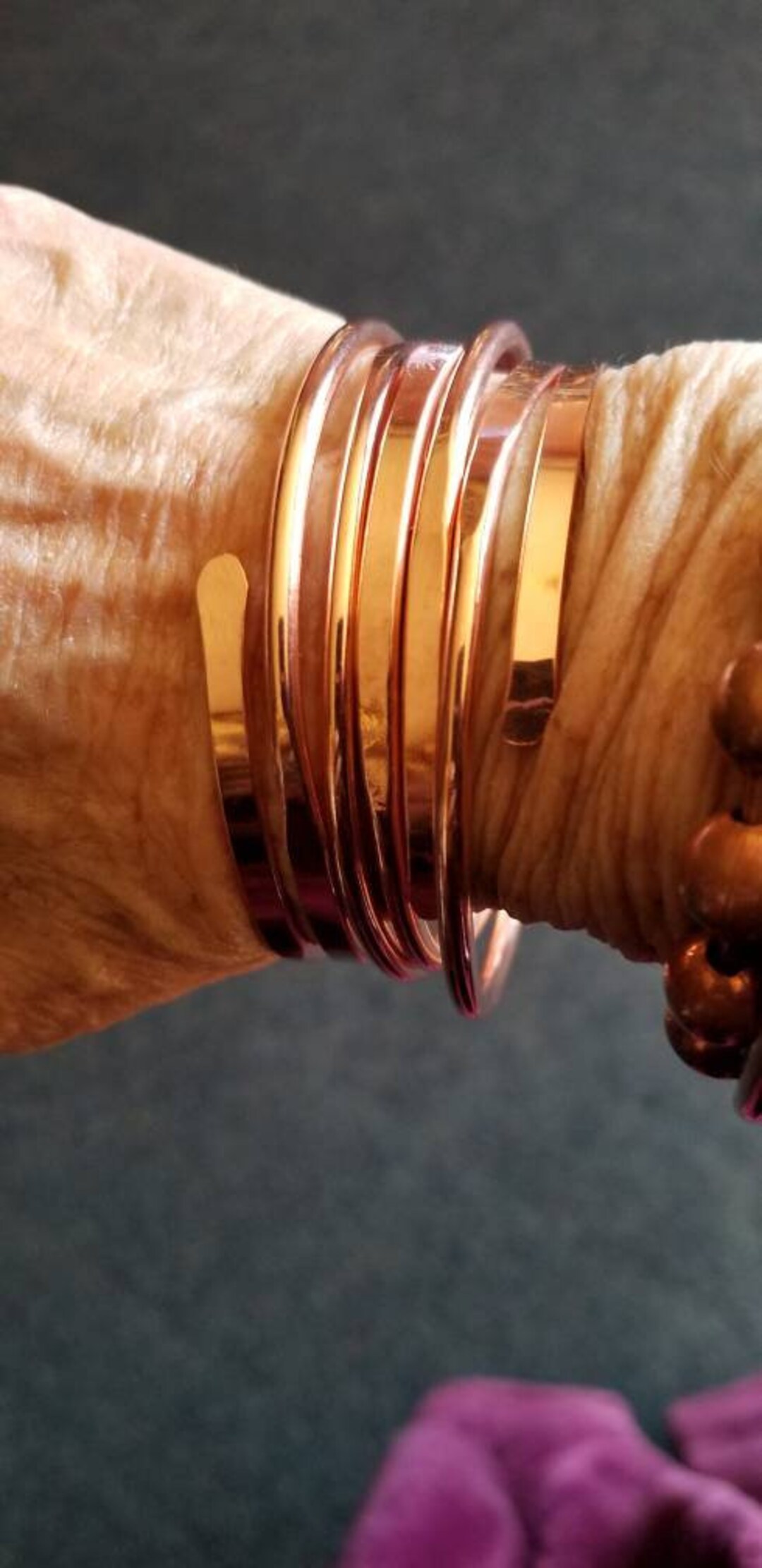 Copper Bangles, Overlap Bangles, Long Flat Paddle Bangles, Copper Bracelet, Arthritis Bracelet ...