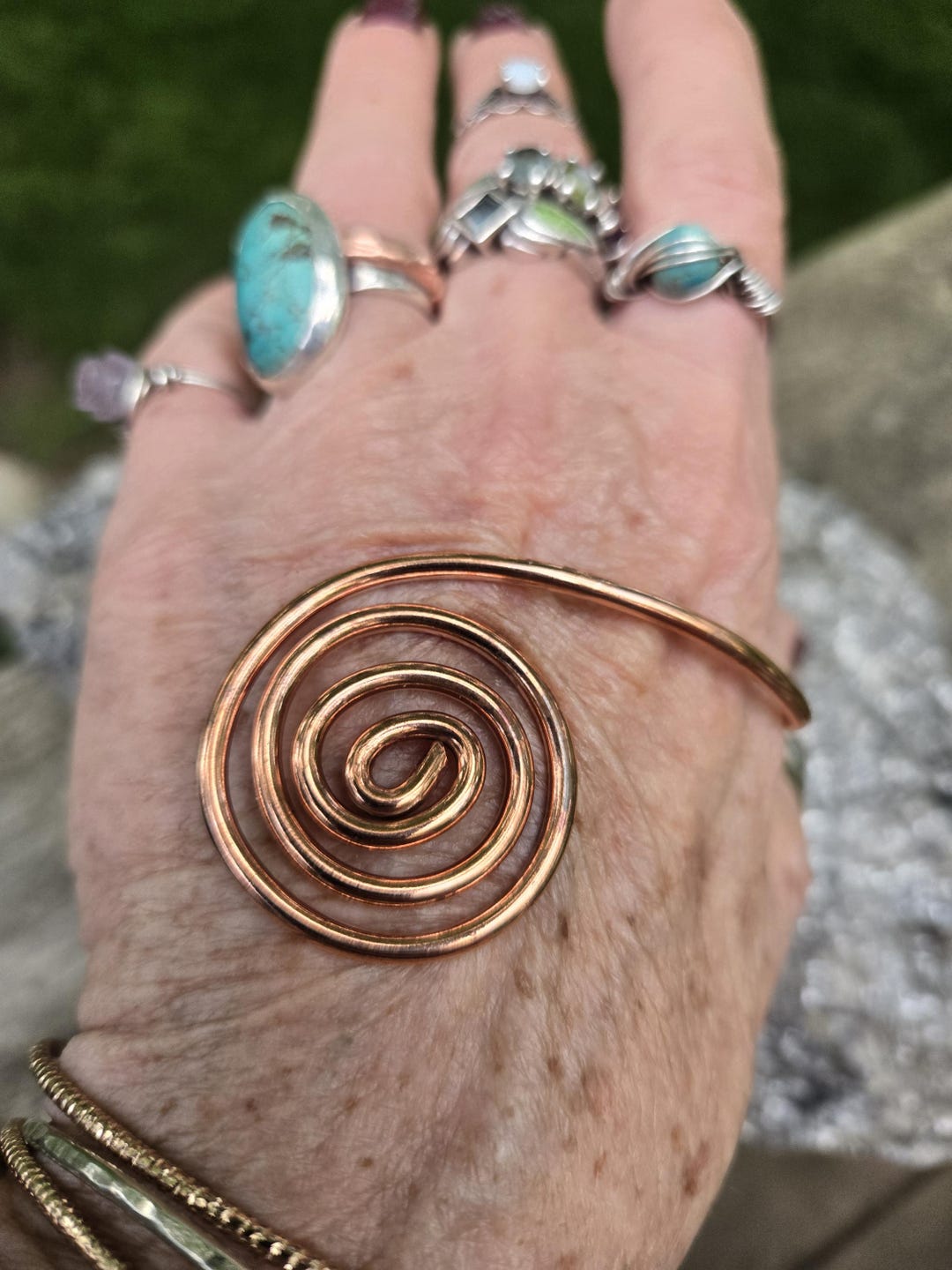 COPPER Palm Ring, Hand Jewelry, Spiral Palm Cuff. Palm Jewlery, Copper ...