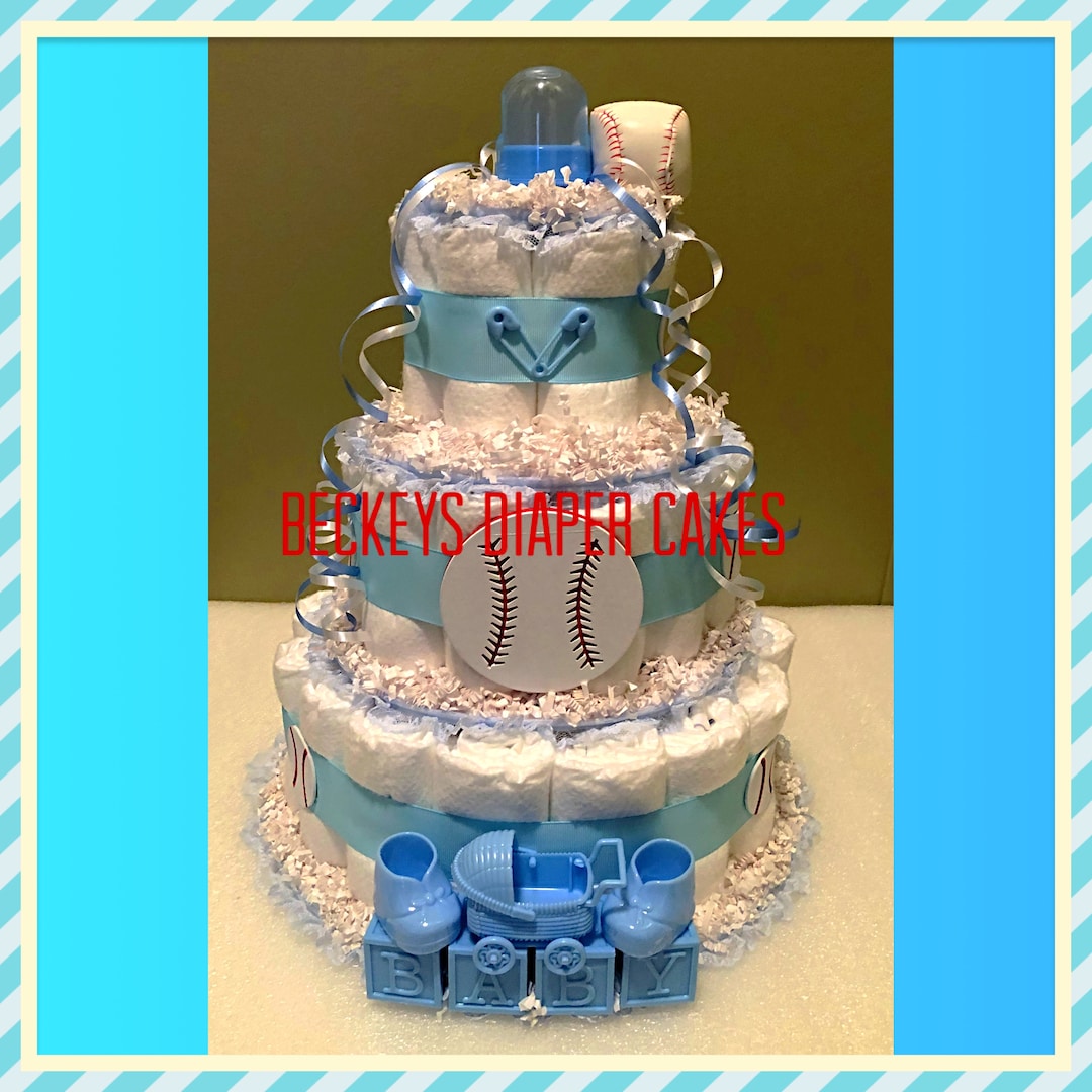Baseball Diaper Cake: Sports Theme Baby Shower Centerpiece - Etsy