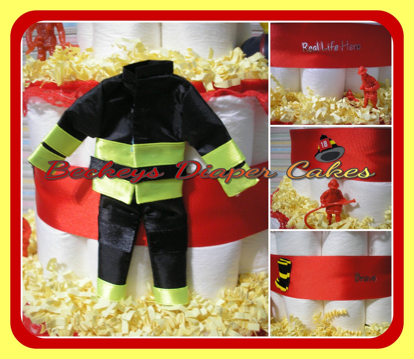 Fireman Diaper Cake - Diaper Cake - Boy Diaper Cake - Girl Diaper Cake ...
