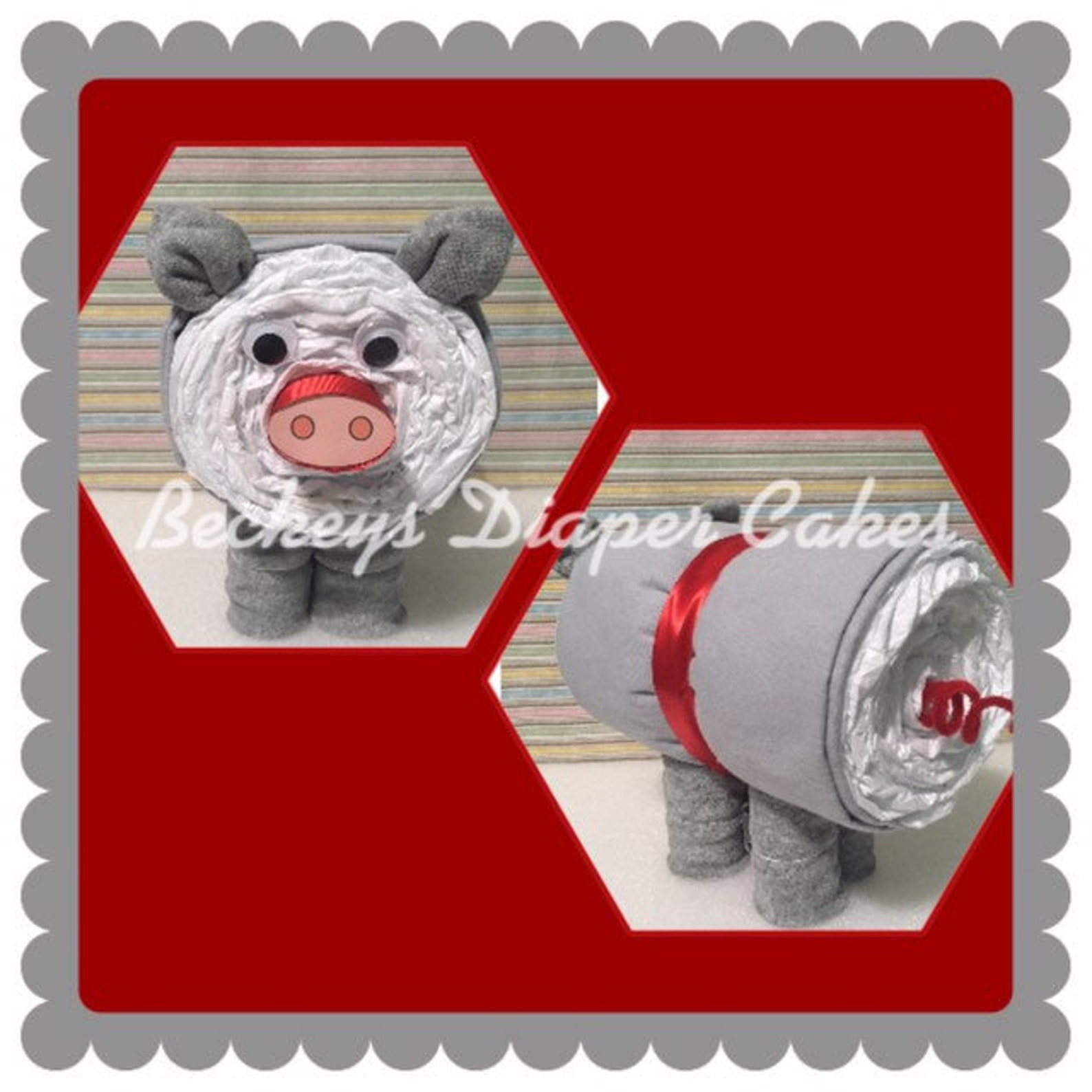Pig Diaper Cake: Farm Animal Baby Shower Centerpiece - Etsy