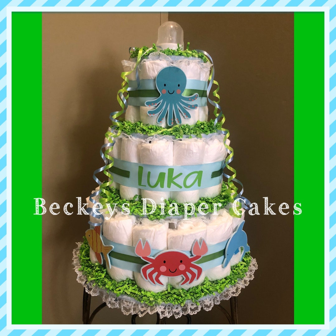 Under the Sea Diaper Cake - Diaper Cake - Boy Diaper Cake - Girl Diaper ...