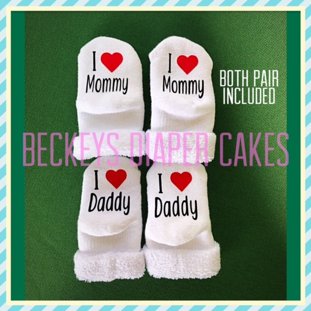 2 Pair of Baby Socks - Gift for New Dad - I Love Mommy Socks - New Dad ...