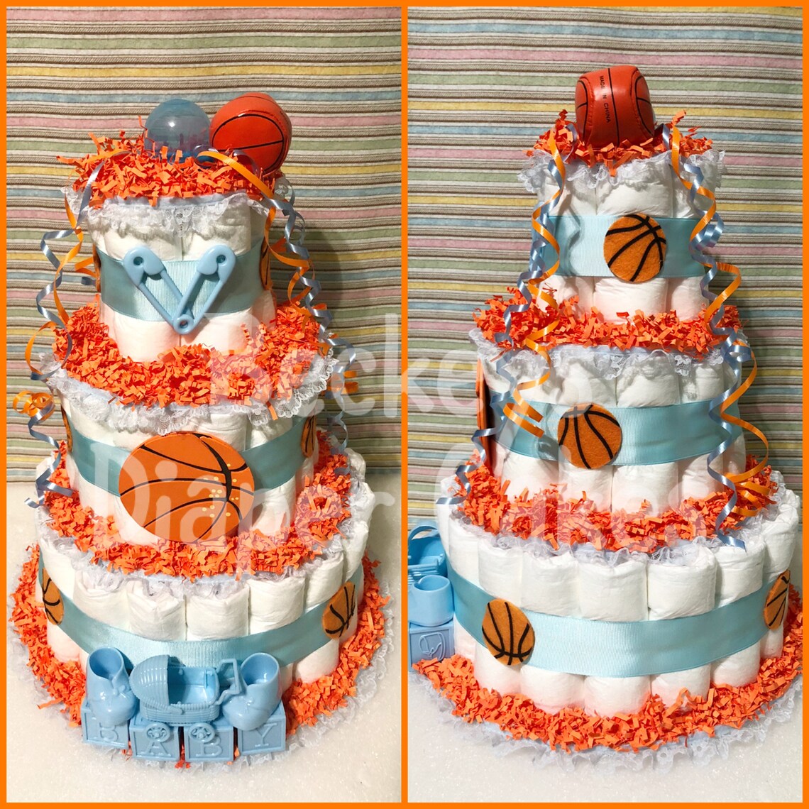 Basketball Diaper Cake: Sports Baby Shower Centerpiece - Etsy