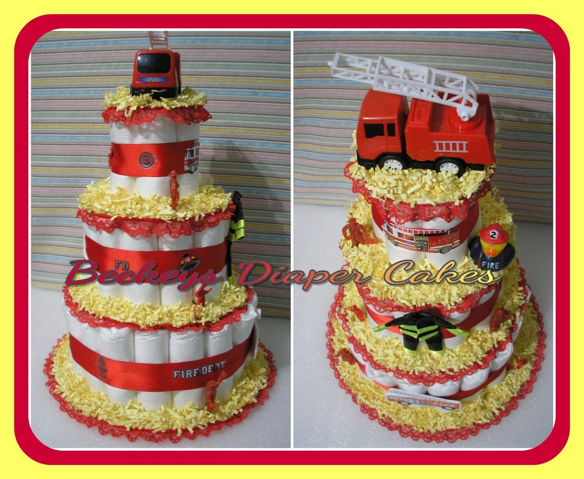 Fireman Diaper Cake - Diaper Cake - Boy Diaper Cake - Girl Diaper Cake ...