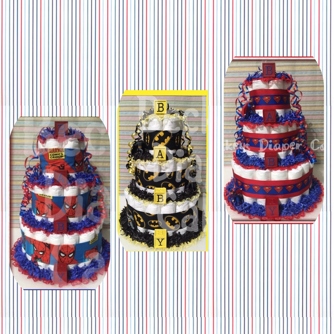 Superhero Diaper Cake - Diaper Cake - Boy Diaper Cake - Girl Diaper ...