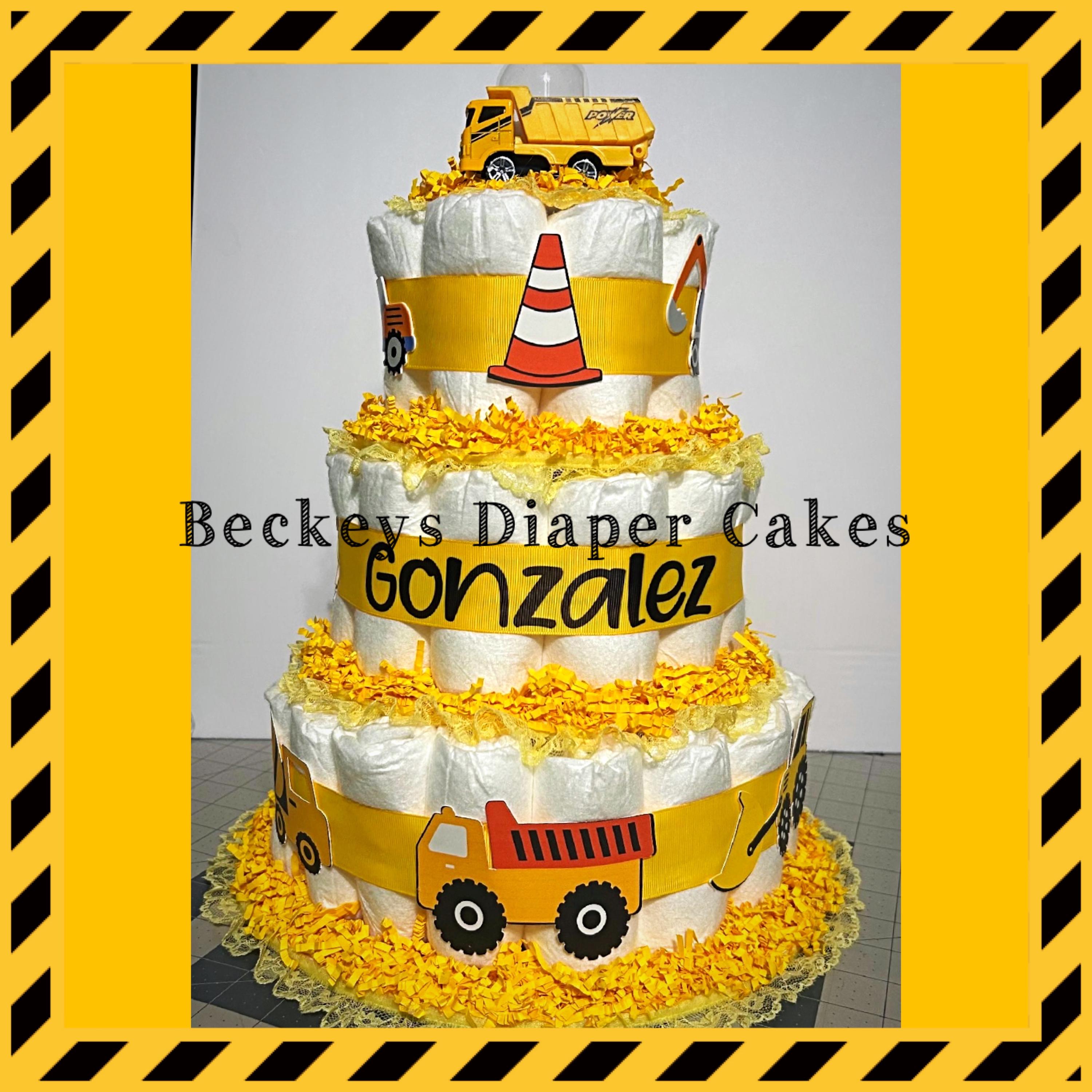 Construction Diaper Cake - Dump Truck Diaper Cake - Construction Theme ...