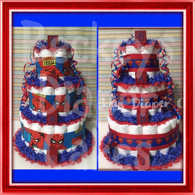 Superhero Diaper Cake - Diaper Cake - Boy Diaper Cake - Girl Diaper ...