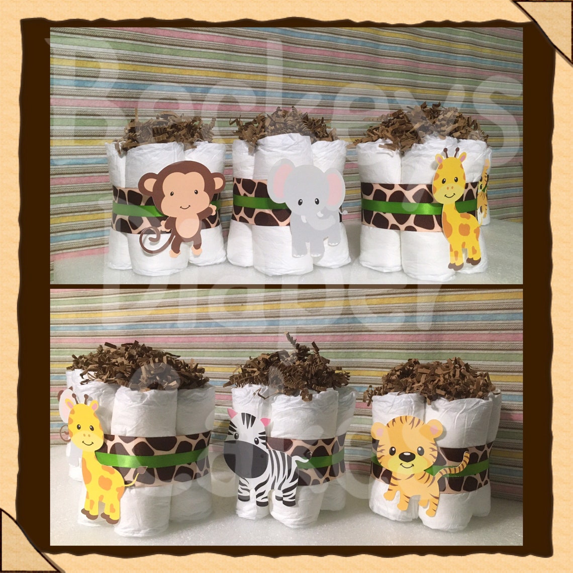 Jungle Diaper Cake Set Giraffe Diaper Cake Set Diaper Cake - Etsy