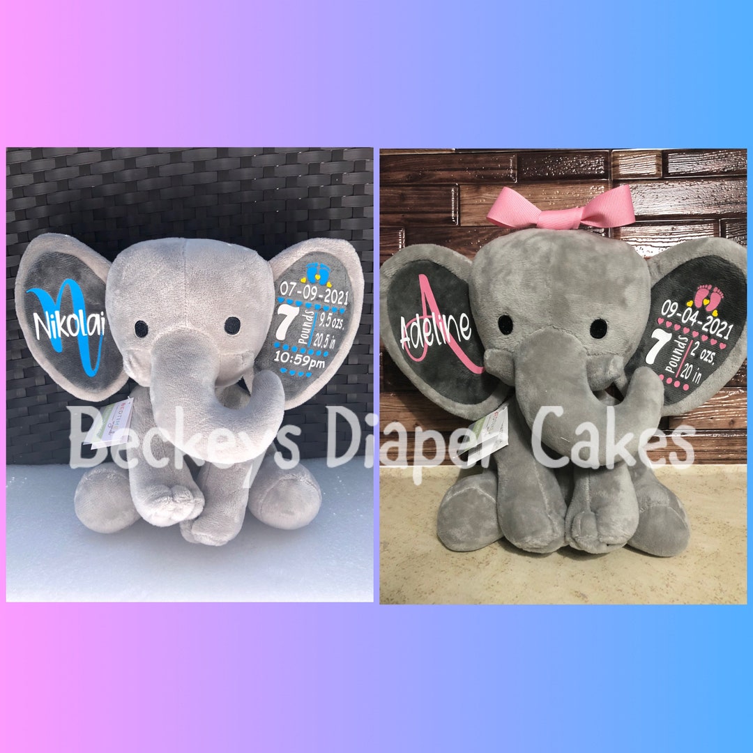 Birth Announcement Elephant Personalized Elephant Birth - Etsy