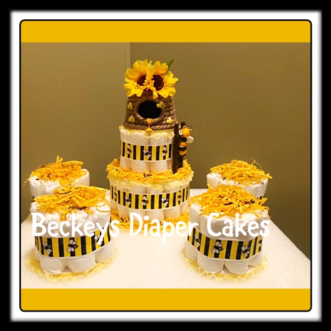 Gender Reveal Diaper Cake - Bumble Bee Diaper Cake - Gender Neutral ...