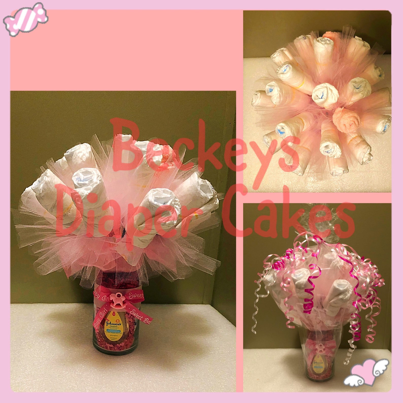 Diaper Vase Bouquet - Diaper Cake - Boy Diaper Cake - Girl Diaper Cake ...