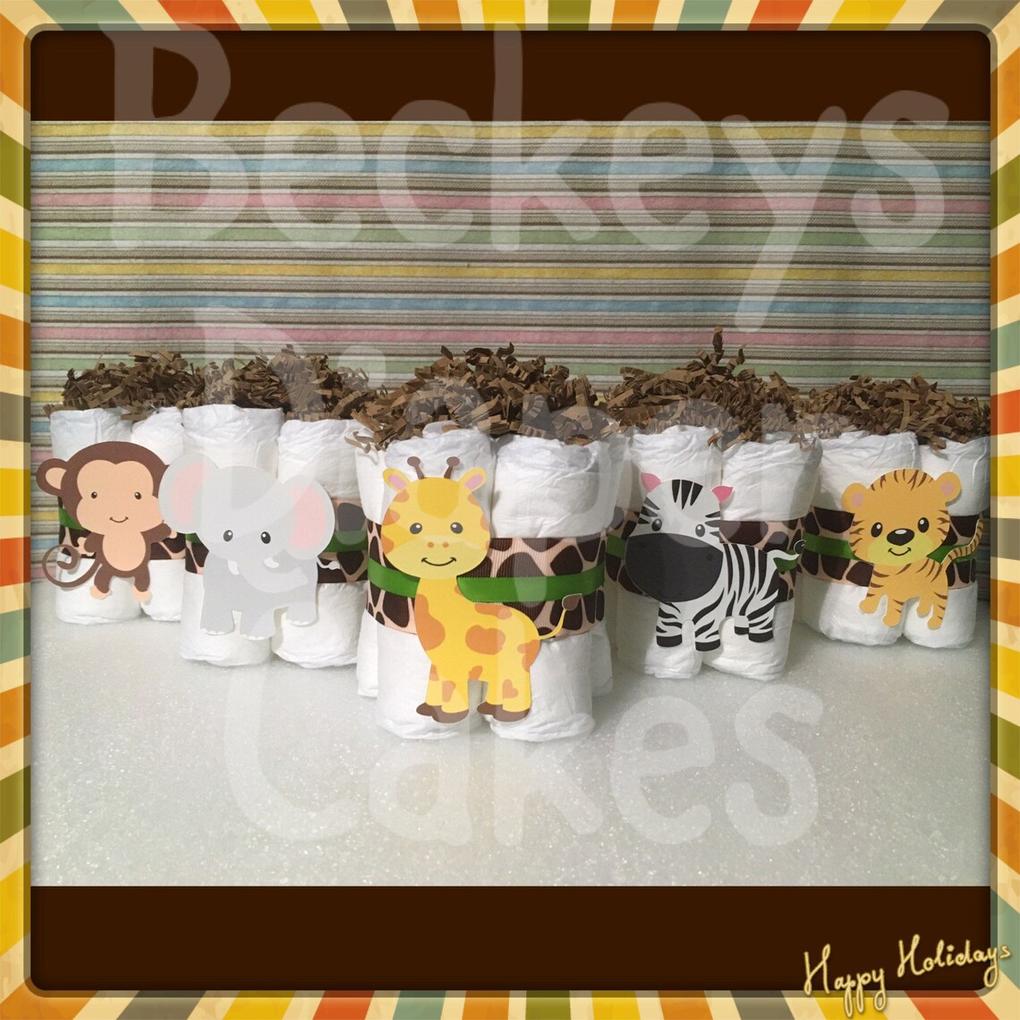 Jungle Diaper Cake Set Giraffe Diaper Cake Set Diaper Cake - Etsy