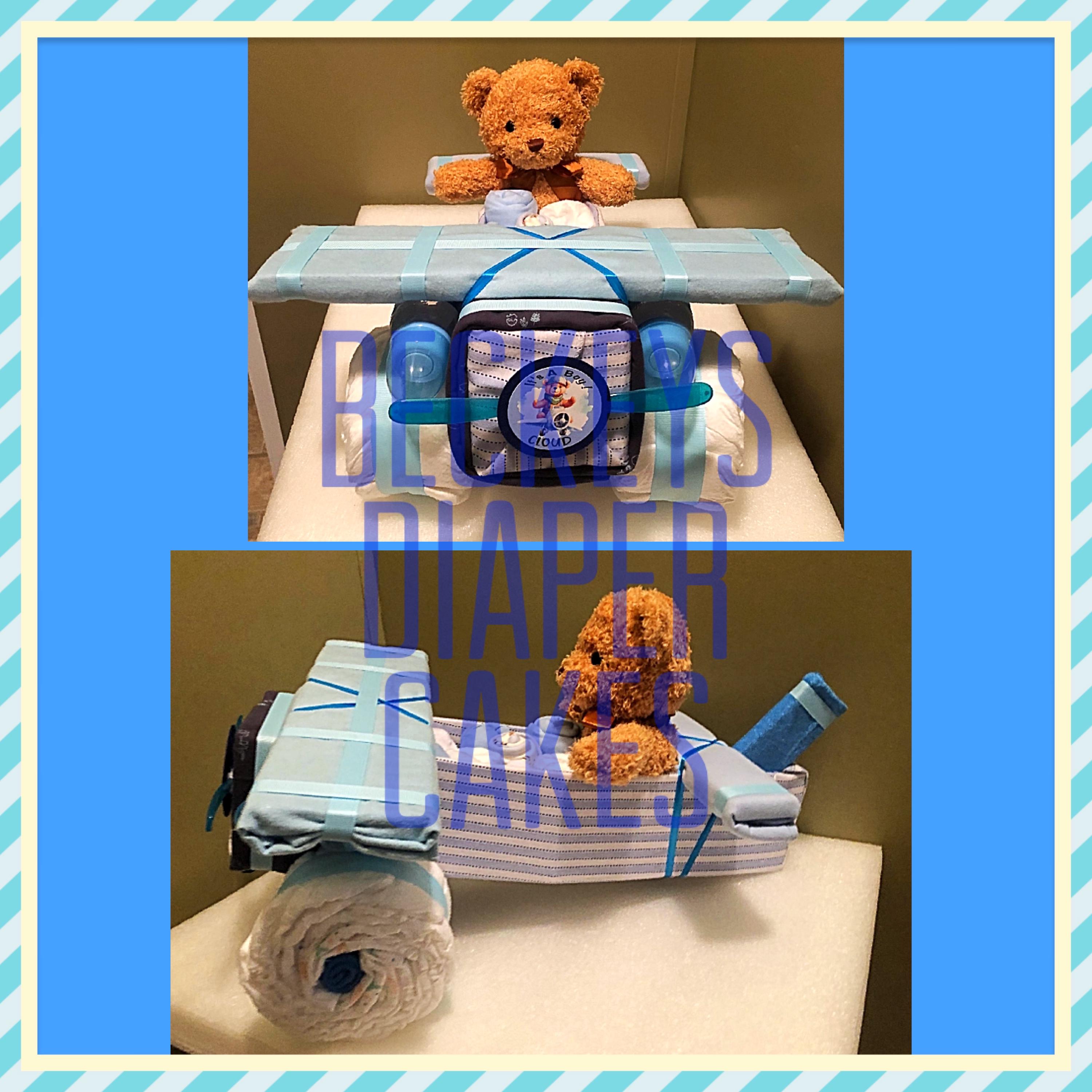 Airplane Diaper Cake, Diaper Airplane, Airplane Baby Cake, Airplane ...