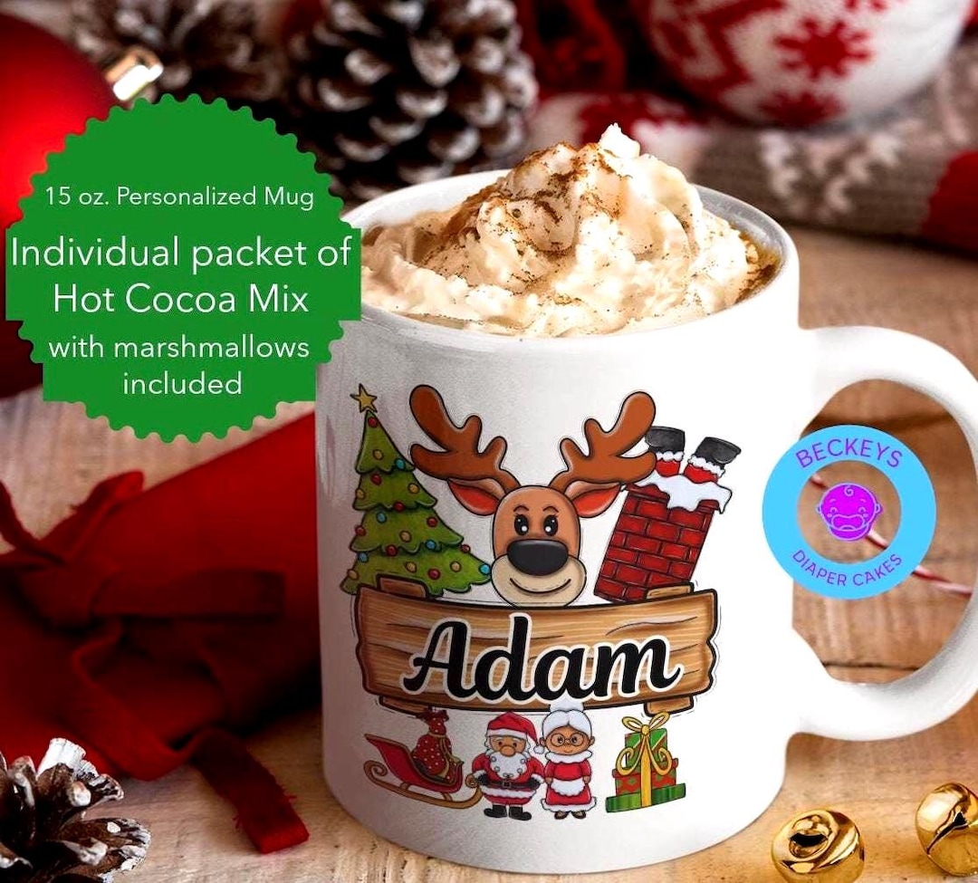 Personalized Christmas Reindeer Mug: Hot Chocolate Gift - Etsy