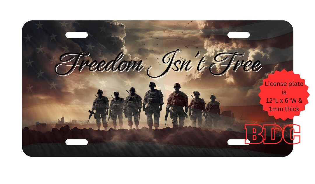 American Flag Veteran License Plate - Freedom Isn't Free - Etsy