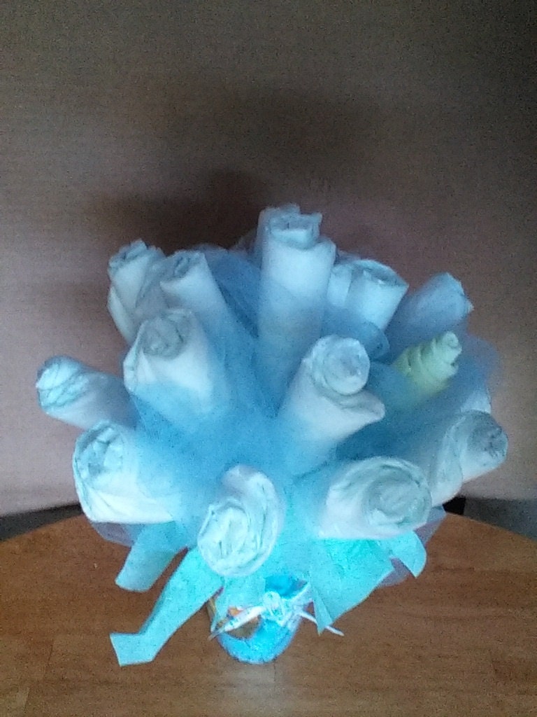 Diaper Vase Bouquet - Diaper Cake - Boy Diaper Cake - Girl Diaper Cake ...