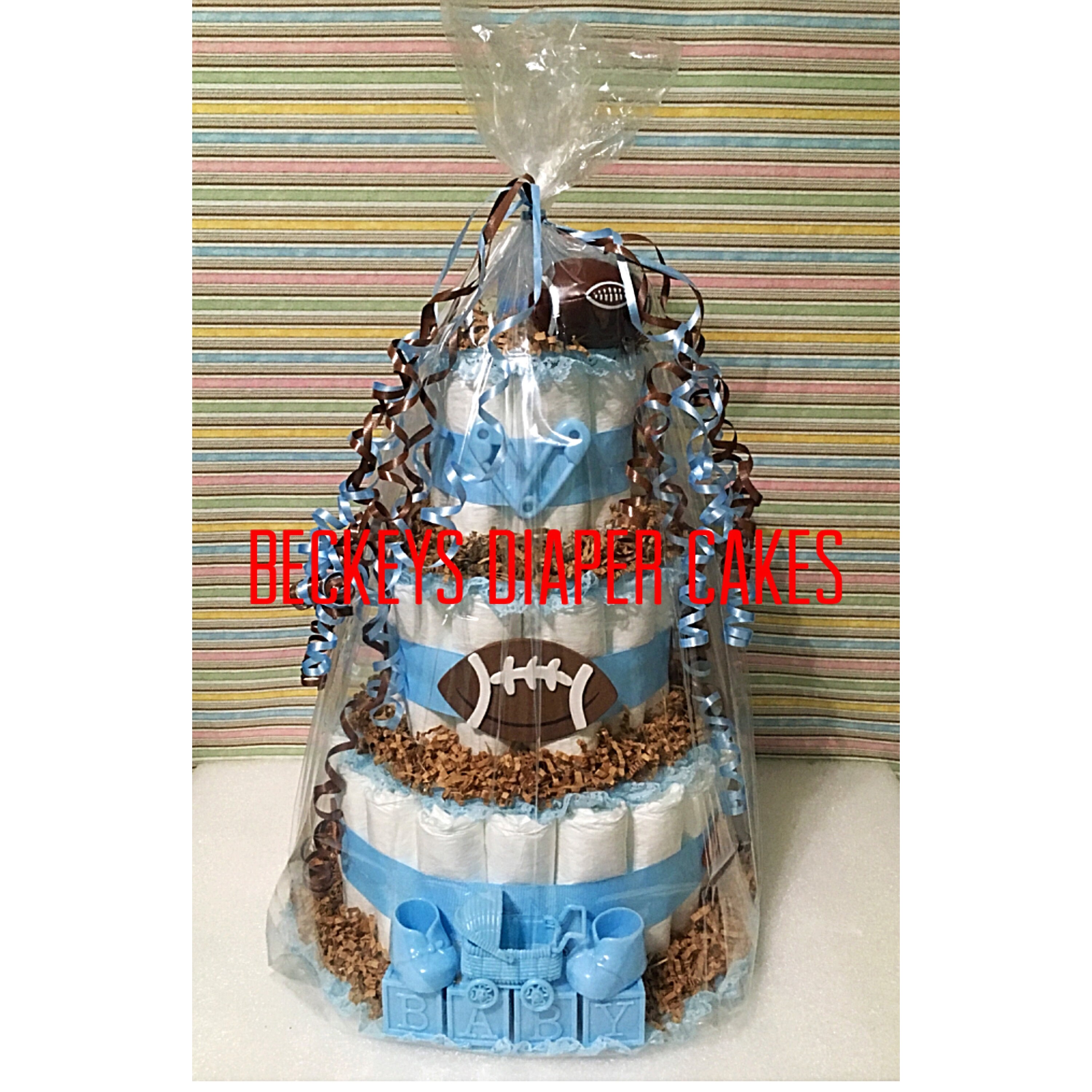 Football Diaper Cake: Sports Theme Baby Shower Centerpiece - Etsy