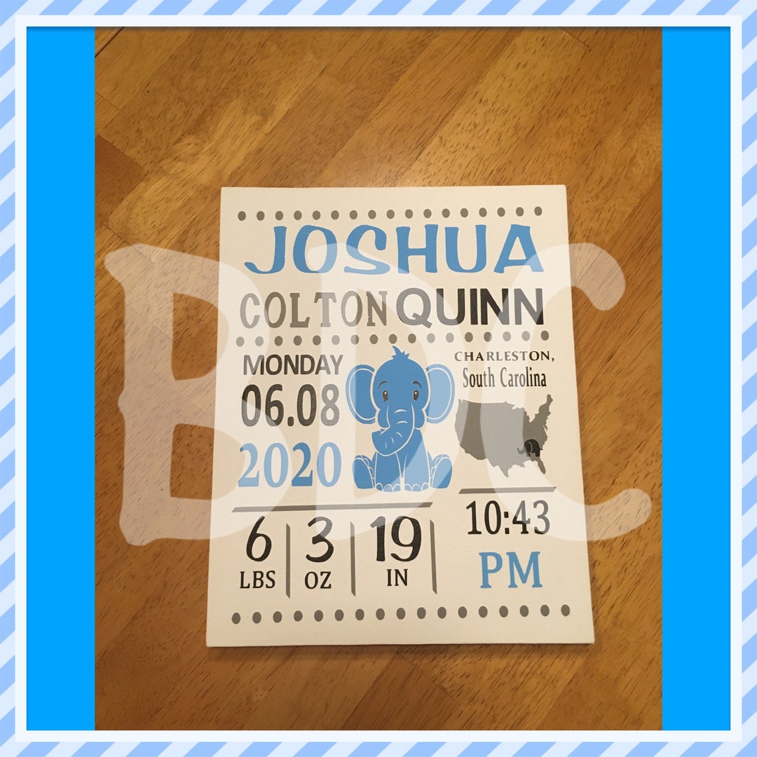 Birth Announcemant Canvas Sign - Birth Announcemant Sign - Baby Gift ...