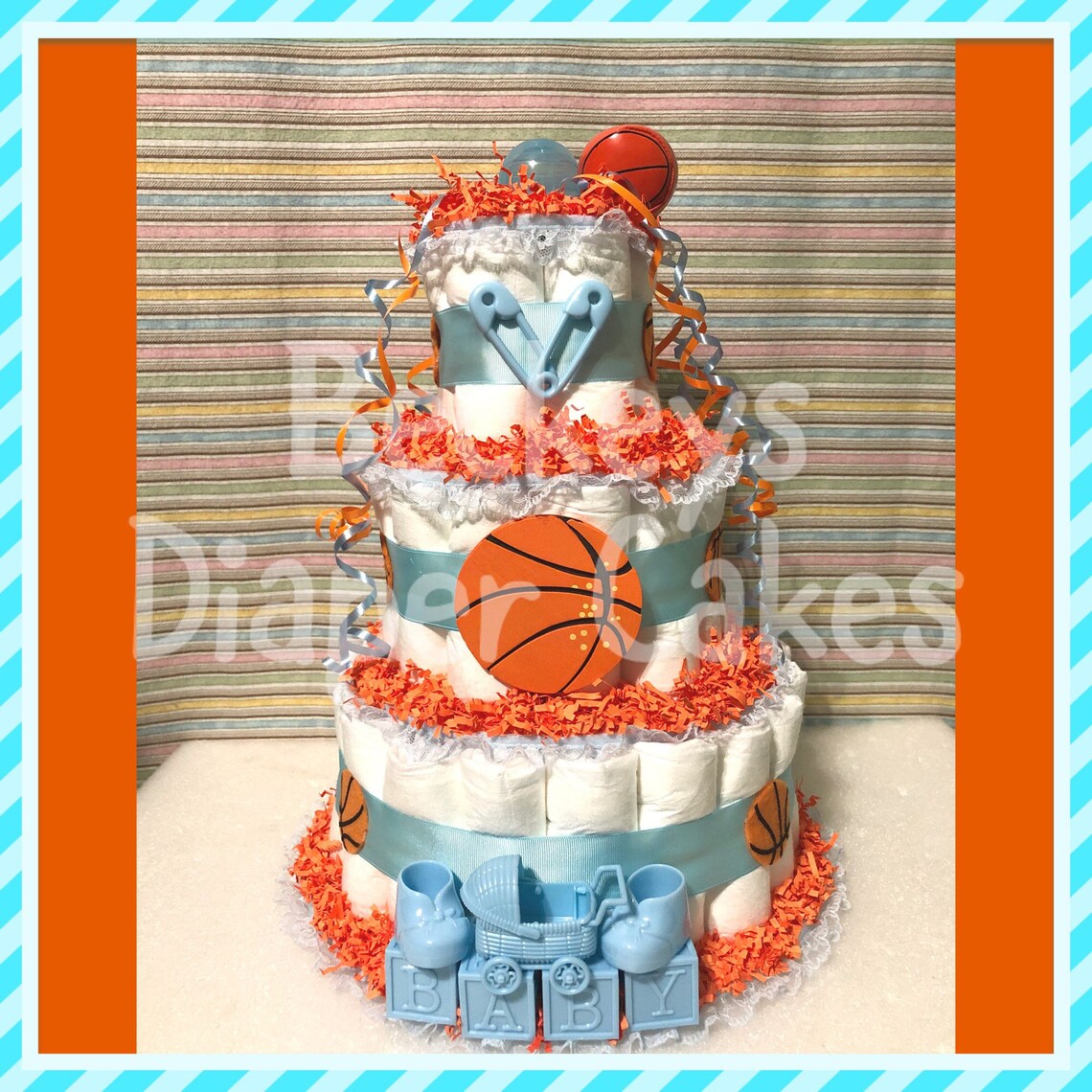 Basketball Diaper Cake: Sports Baby Shower Centerpiece - Etsy