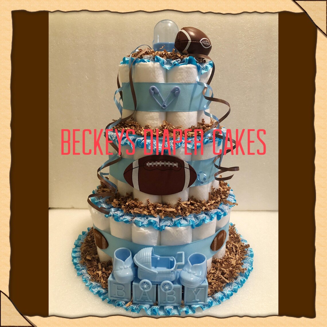 Football Diaper Cake: Sports Theme Baby Shower Centerpiece - Etsy