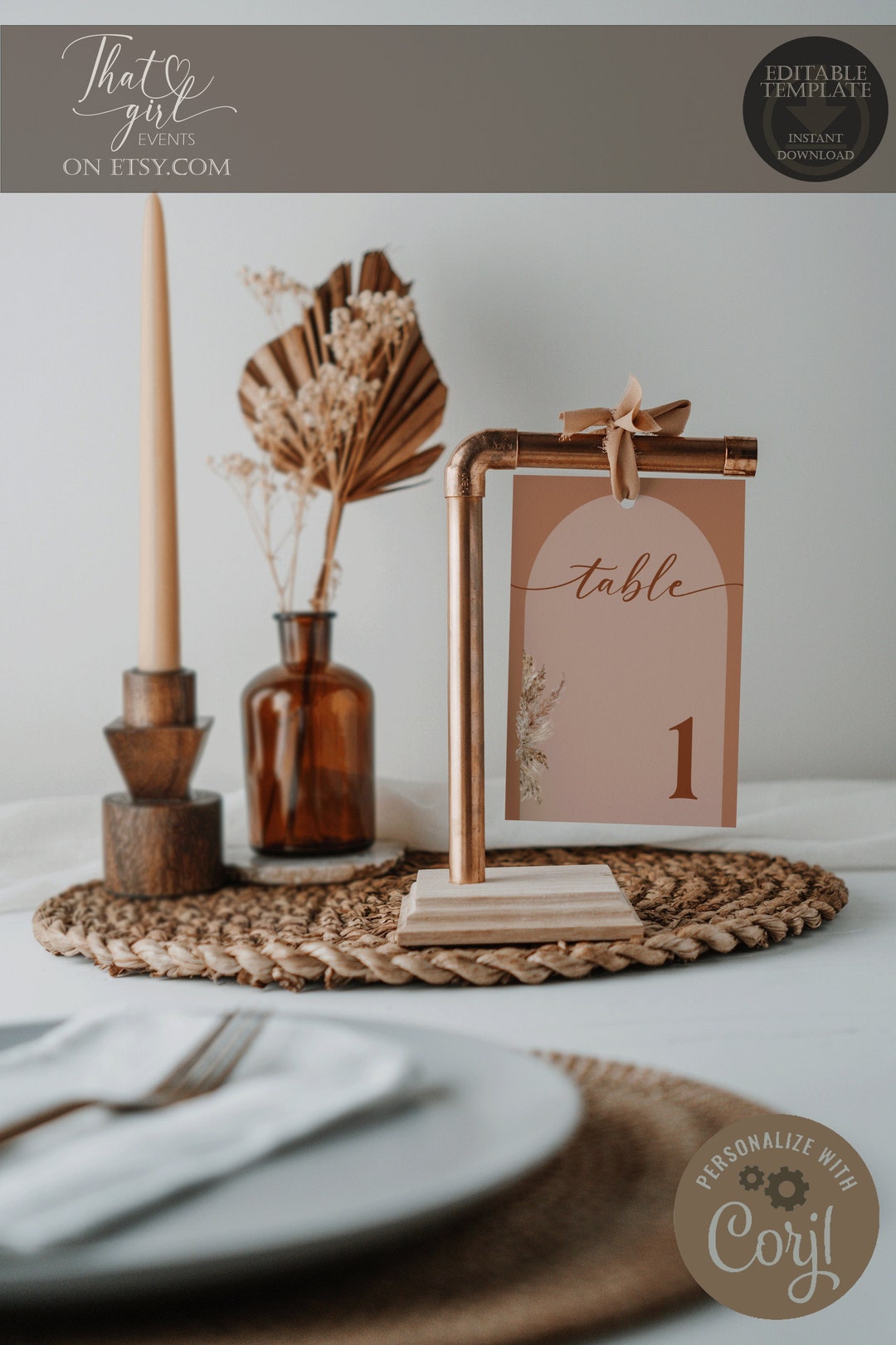 PAMPAS Bohemian Wedding Table Numbers, Boho Modern Table Number ...