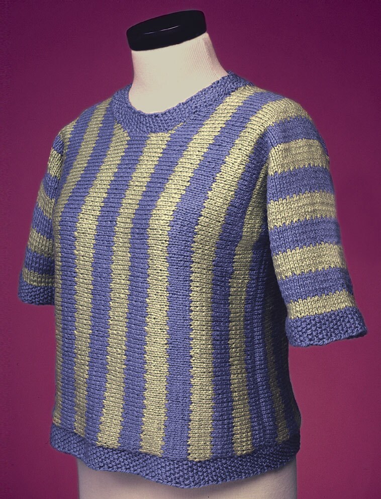 PDF Knitting Pattern Sideways Knit Striped Pullover #108 - Etsy UK
