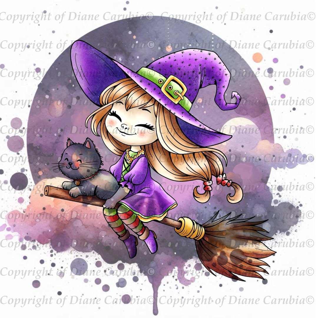 Glinder the Witch Digital Stamp: Halloween Coloring Page (printable ...