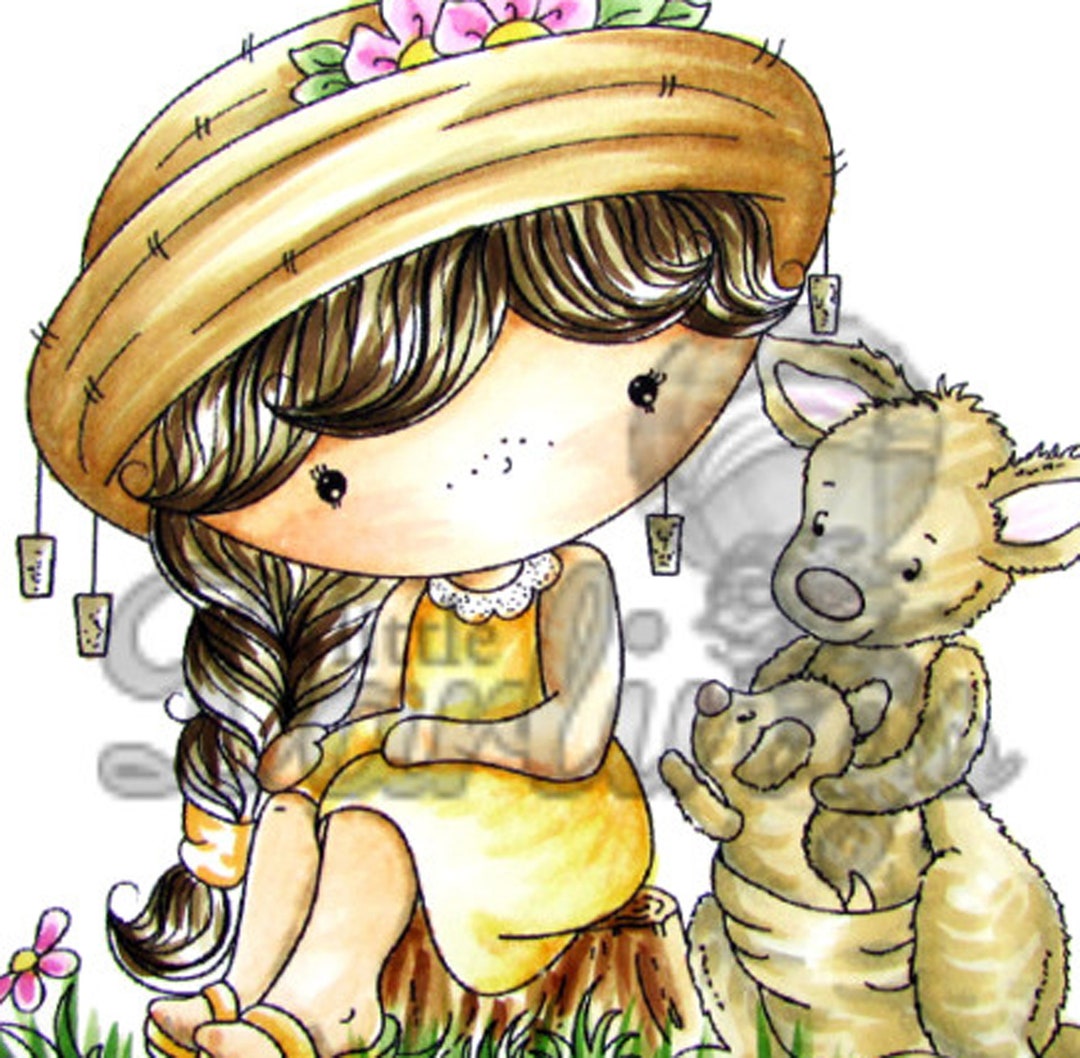 Good Day Izzy, Black and White, Digital Stamp, Download, Kangaroo ...