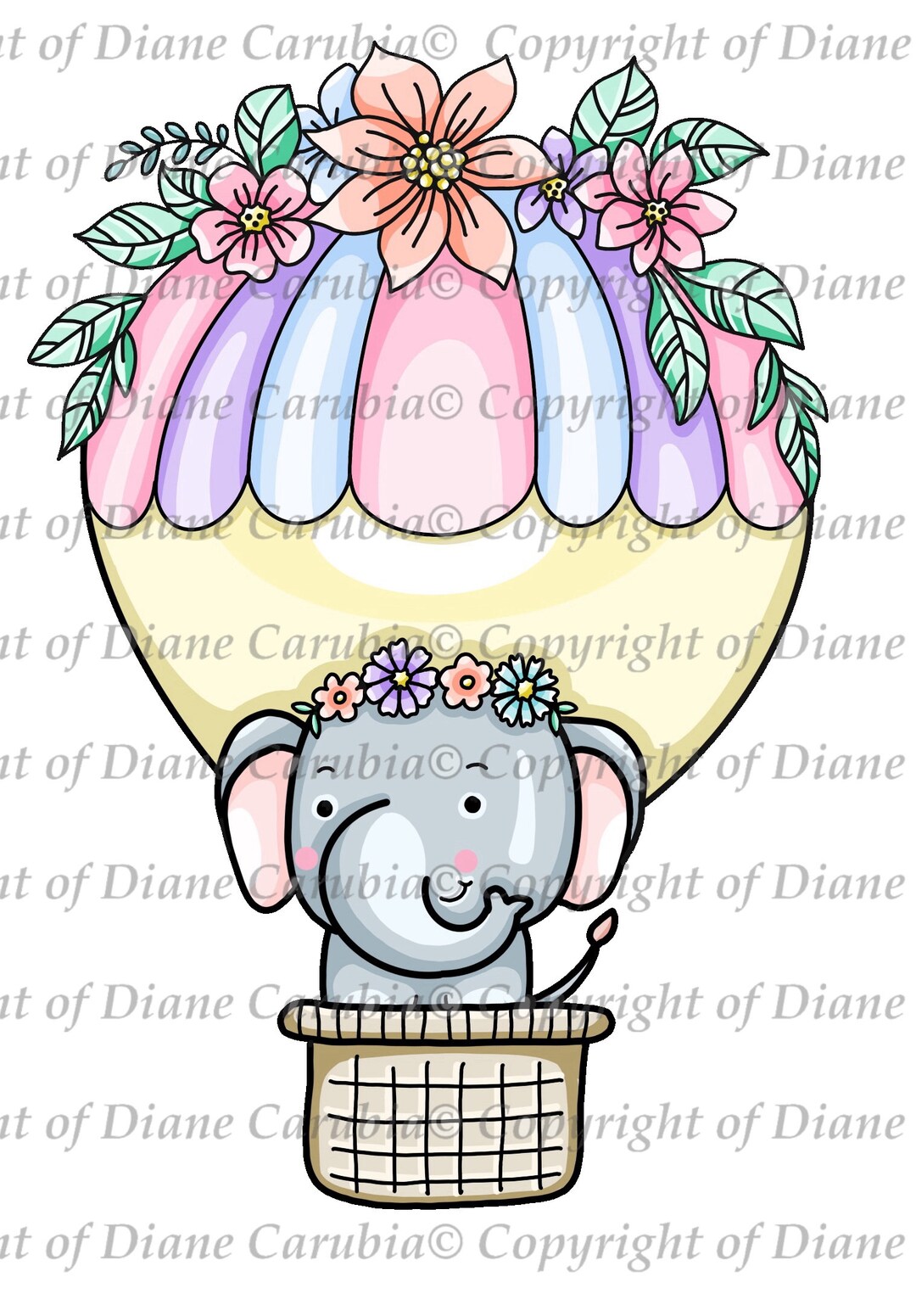 Ellie Balloon, Black and White, Digital Stamp, Digi, Printatble - Etsy