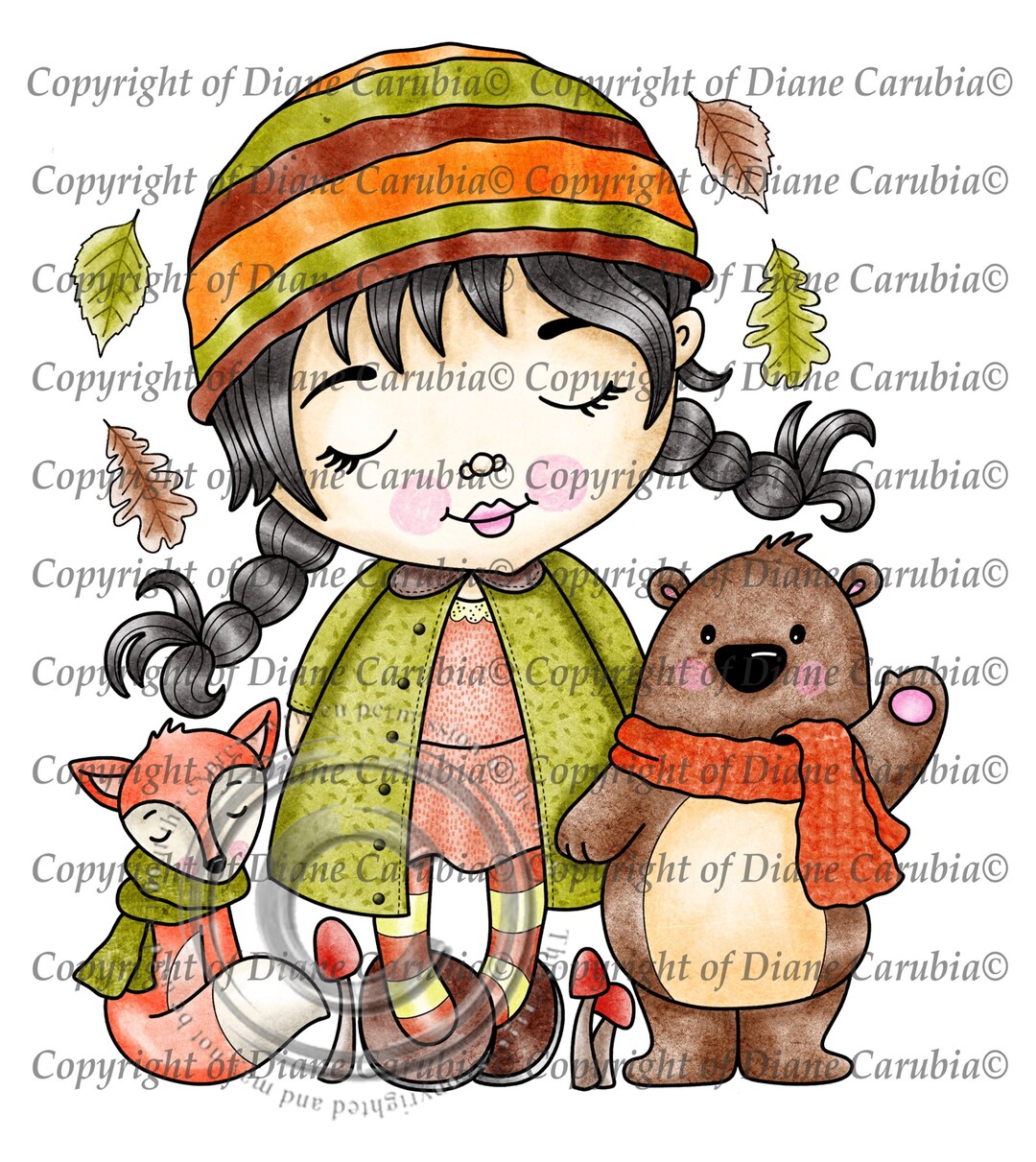 Autumn Friends, Coloured, Digital Stamp, Clipart, Printable, Digi ...